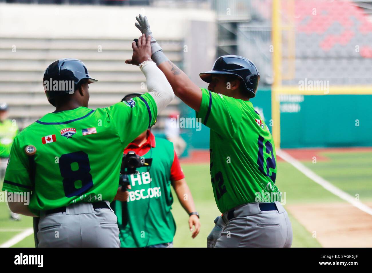 Mexico City, Mexico. 08th Apr, 2025. Jack Fox #12 and Armond Upshaw #8 of Kane County ...