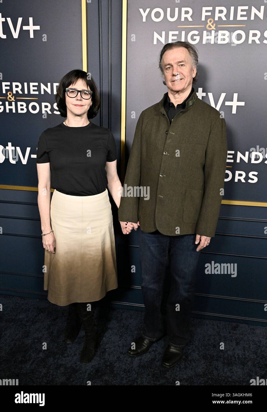 Michael O'Keefe, right, and wife Emily Donahoe attend the Apple TV+ ...