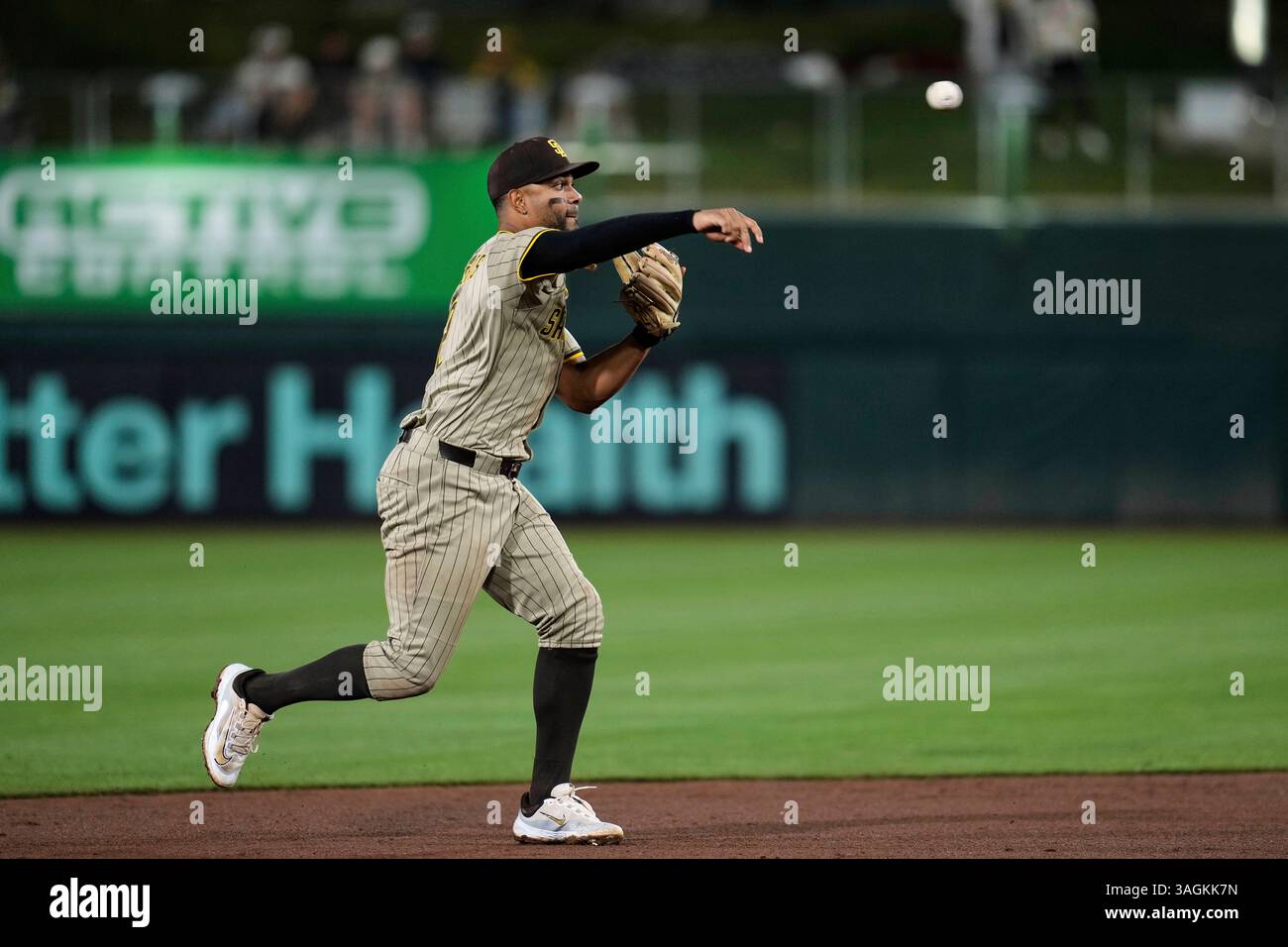 San Diego Padres shortstop Xander Bogaerts throws to first for an out ...