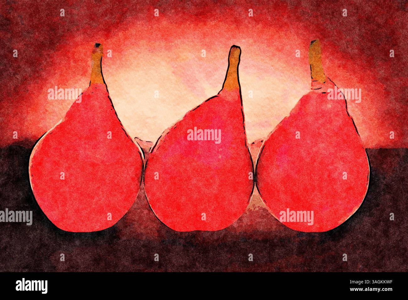 Three Red Pears Stock Photo - Alamy