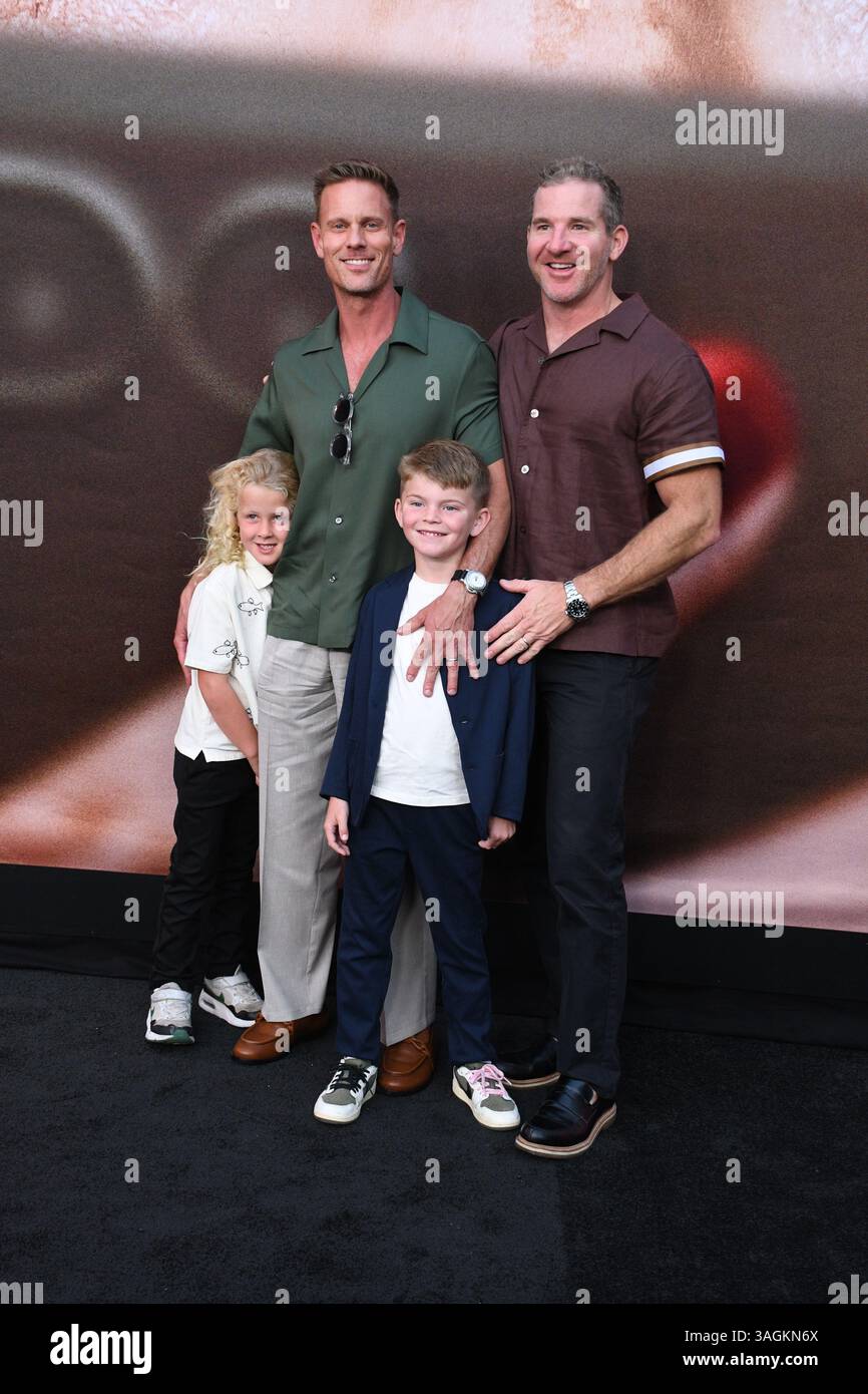 Hollywood, California, USA 8th April 2025 Director Christopher Landon, daughter and son Beau ...
