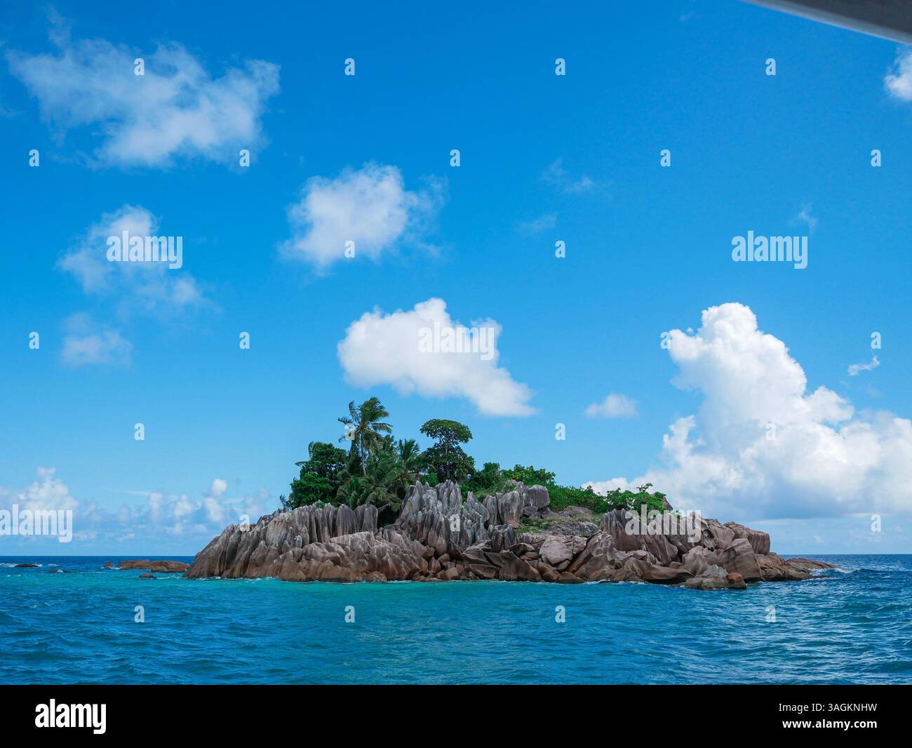 St. Pierre Island Aerial View from Catamaran Tour, Seychelles ...