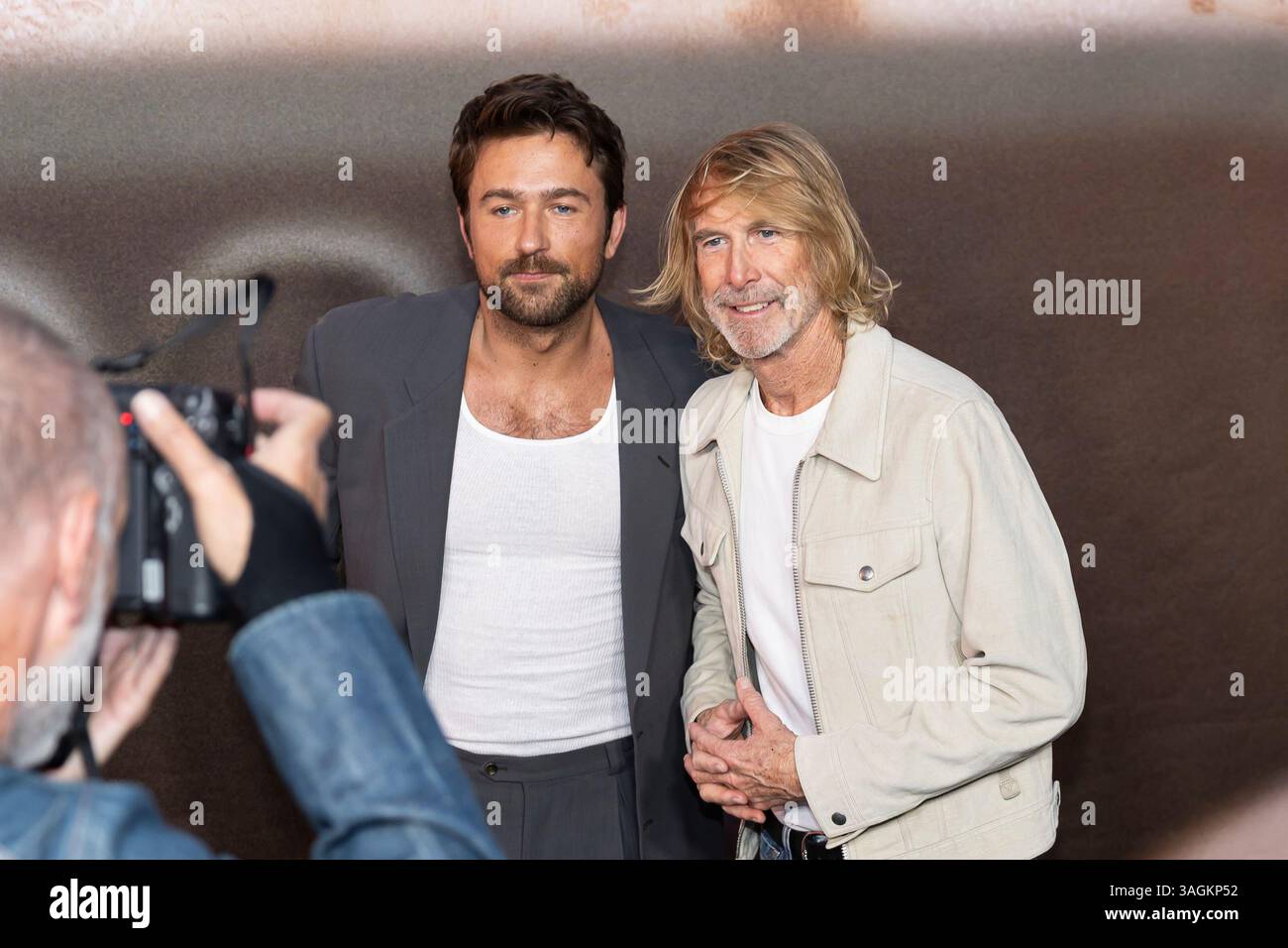 Brandon Sklenar and Michael Bay attend the arrivals of Universal ...