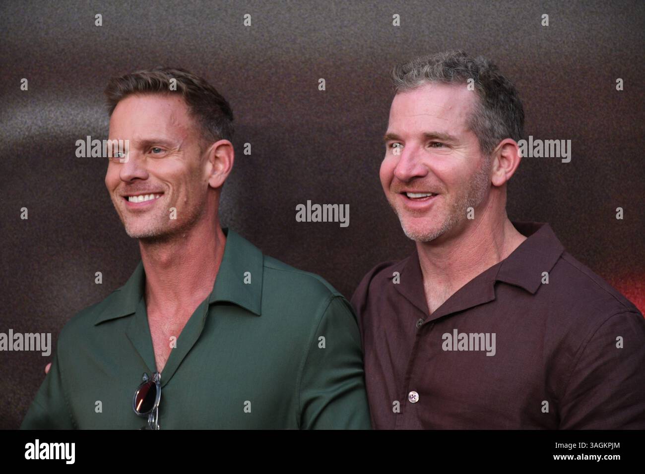 Hollywood, California, USA 8th April 2025 Director Christopher Landon and partner Cody Morris ...