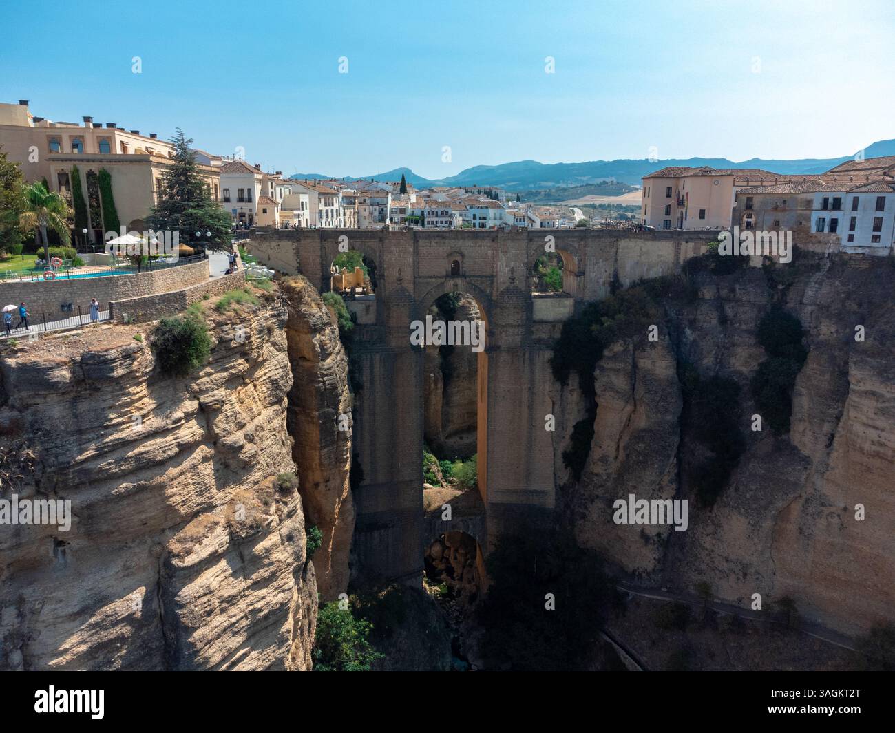Panoramic Perspective of Puente Nuevo Bridge Spanning Dramatic Ronda ...