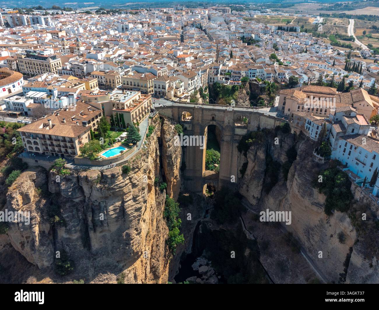 Aerial View of Ronda's Puente Nuevo Bridge and Cliffside Buildings in Spain Stock Photo - Alamy