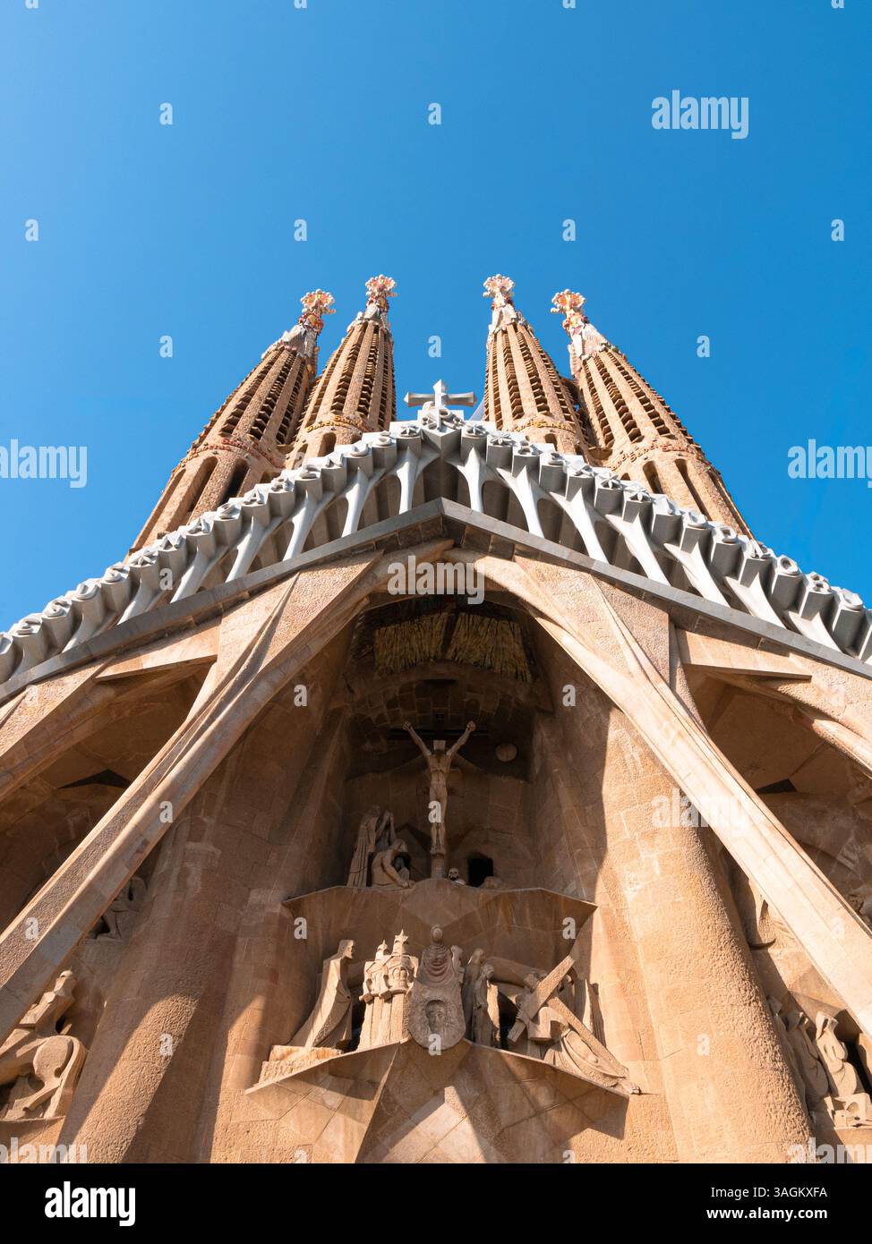 Barcelona, Spain - July 17, 2023: Passion Facade of Sagrada Familia ...