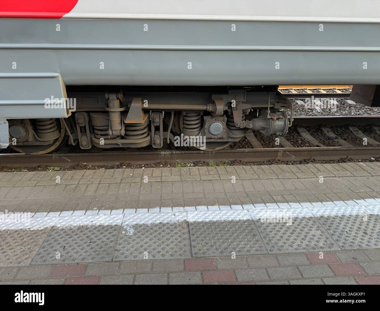 Wheels Train At A Stop On A Railway Stock Photo - Alamy