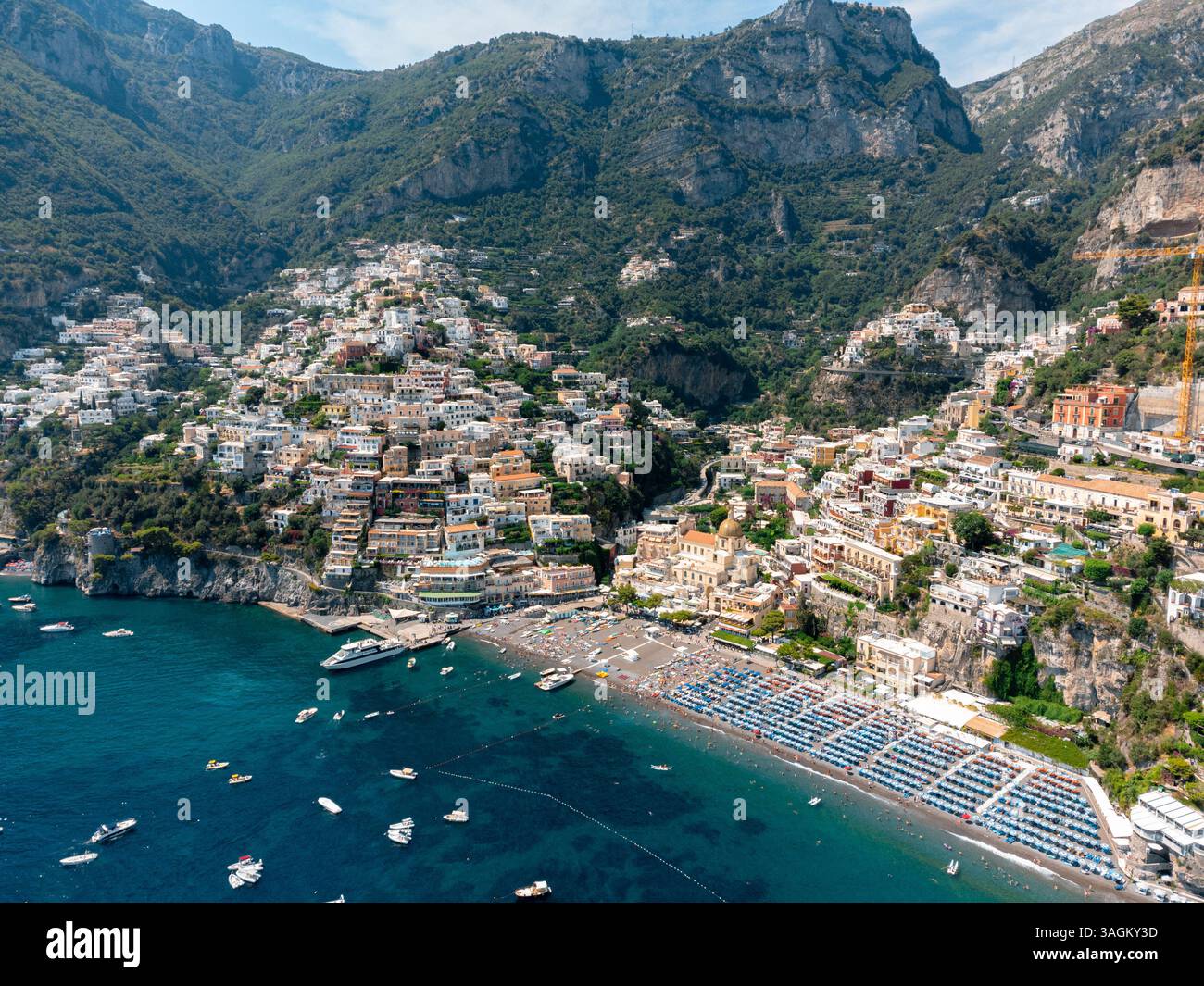 Aerial View of Positano, Amalfi Coast – Colorful Cliffside Homes, Blue ...