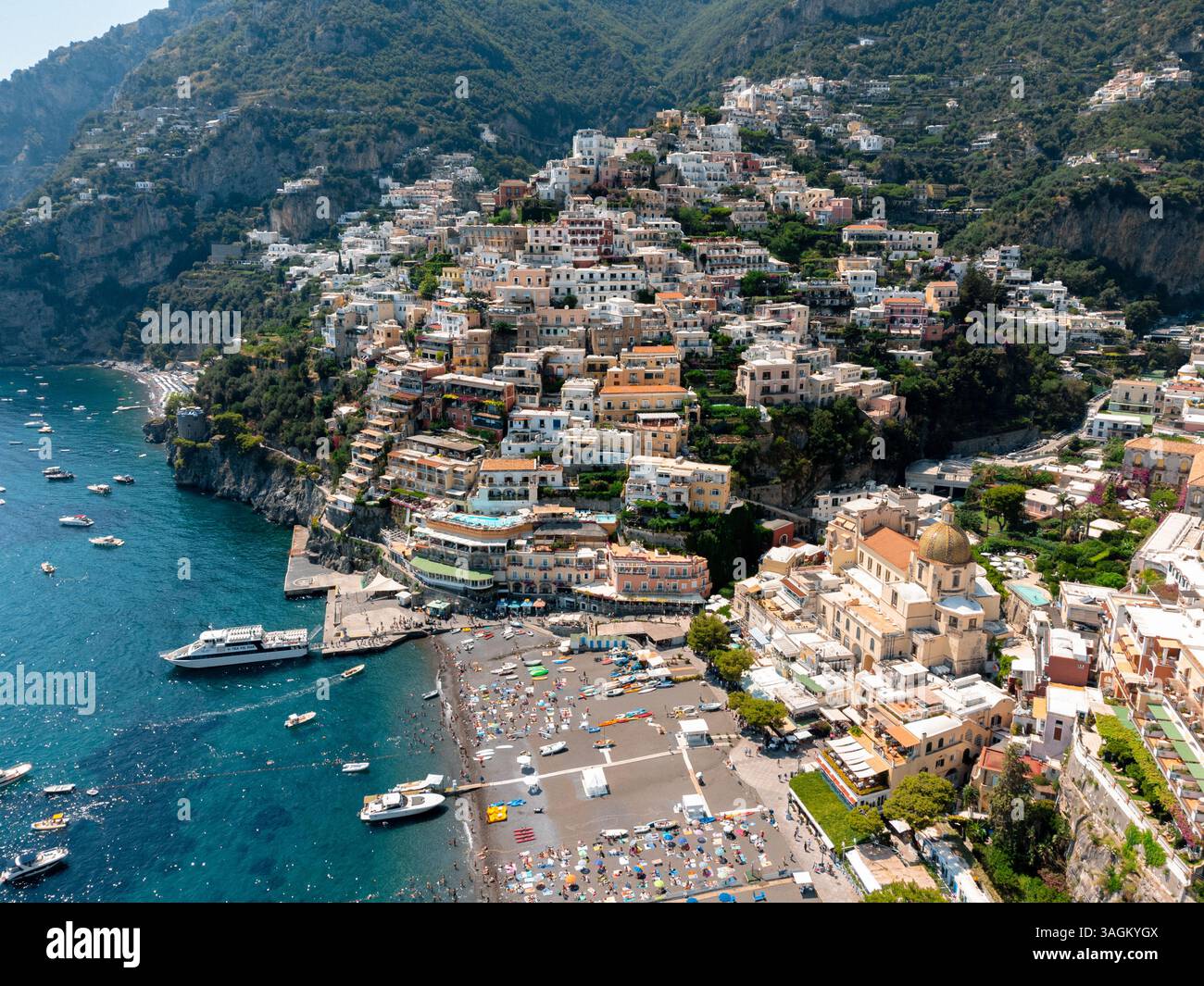 Aerial View of Positano on the Amalfi Coast – Hilltop Italian ...
