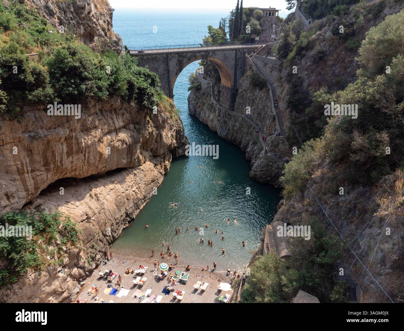 Aerial View of Fiordo di Furore on the Amalfi Coast – Iconic Bridge ...
