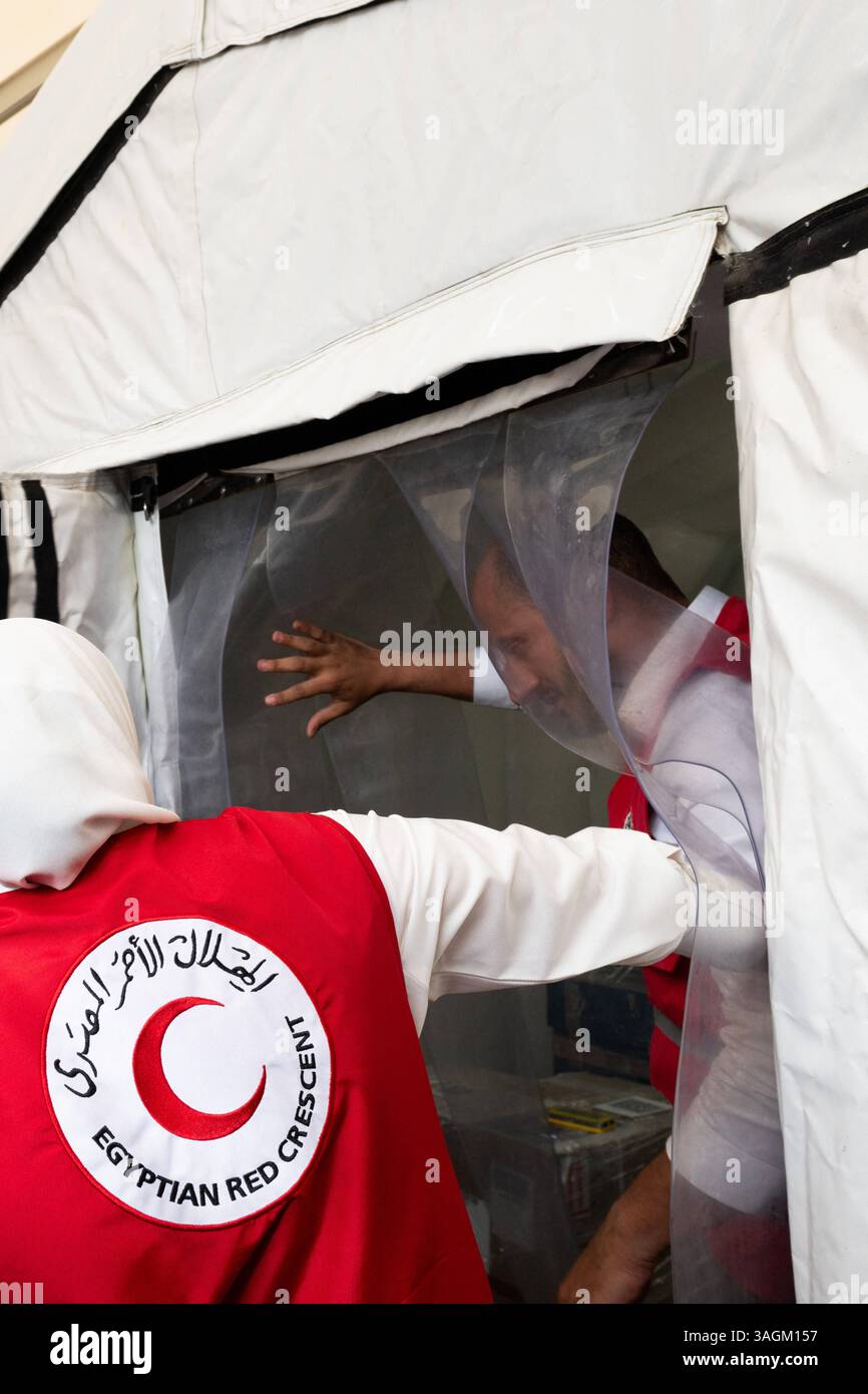 El Arish, Egypt. 08th Apr, 2025. Illustrations of Red Crescent ...