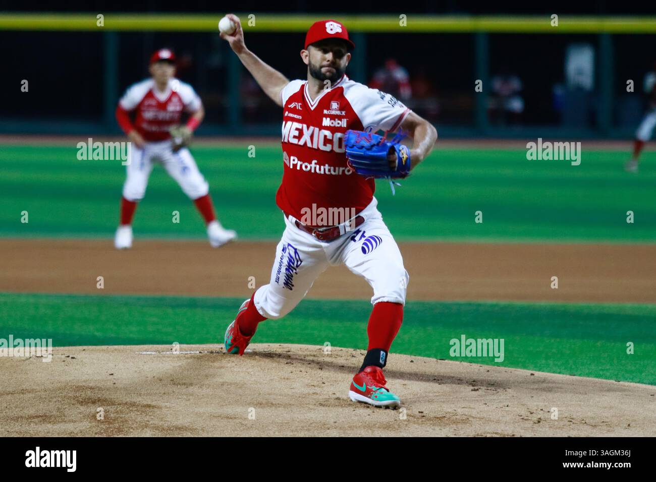 Zac Grotz #72 of Diablos Rojos del Mexico pitches the ball against ...