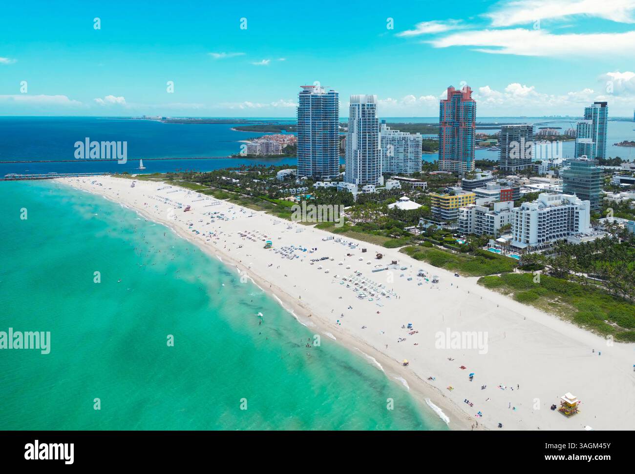 Aerial view of Miami Beach skyline. Drone shot of Miami Beach cityscape ...