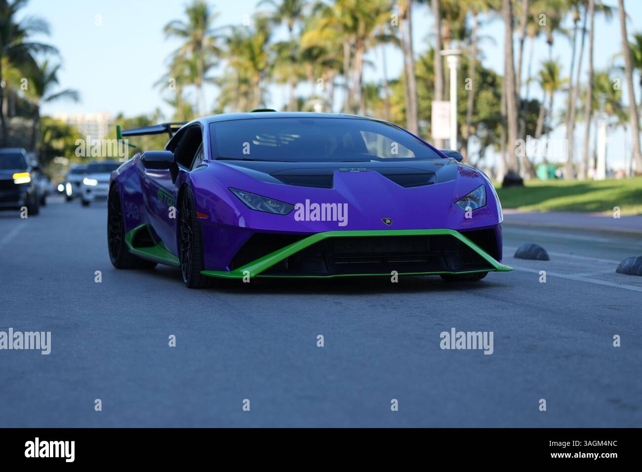 April 3, 2025. Miami. Lambo concept. Lamborghini sportscar on summer ...