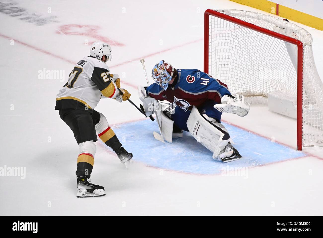 Vegas Golden Knights defenseman Shea Theodore (27) shoots against ...