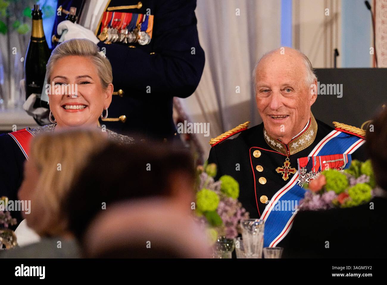 Oslo 20250408. Icelandic President Halla Tómasdóttir (left) and King ...