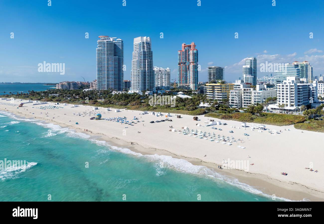 Miami Beach skyline. Miami from above. Miamis famous landmarks. South ...