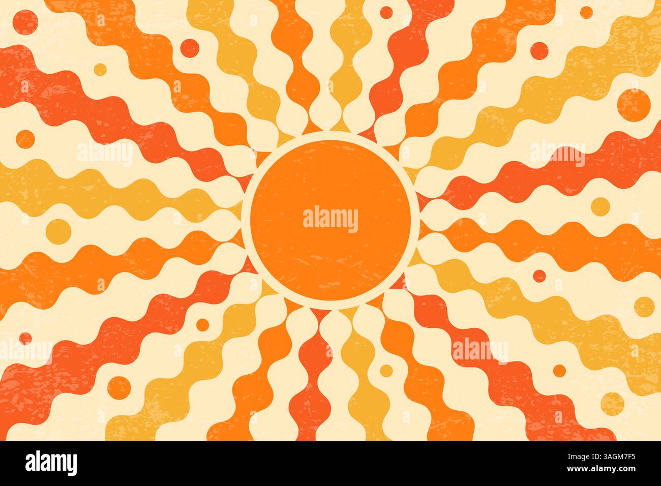 Groovy sun with swirl rays. Retro spiral beams pattern. Abstract 70s ...