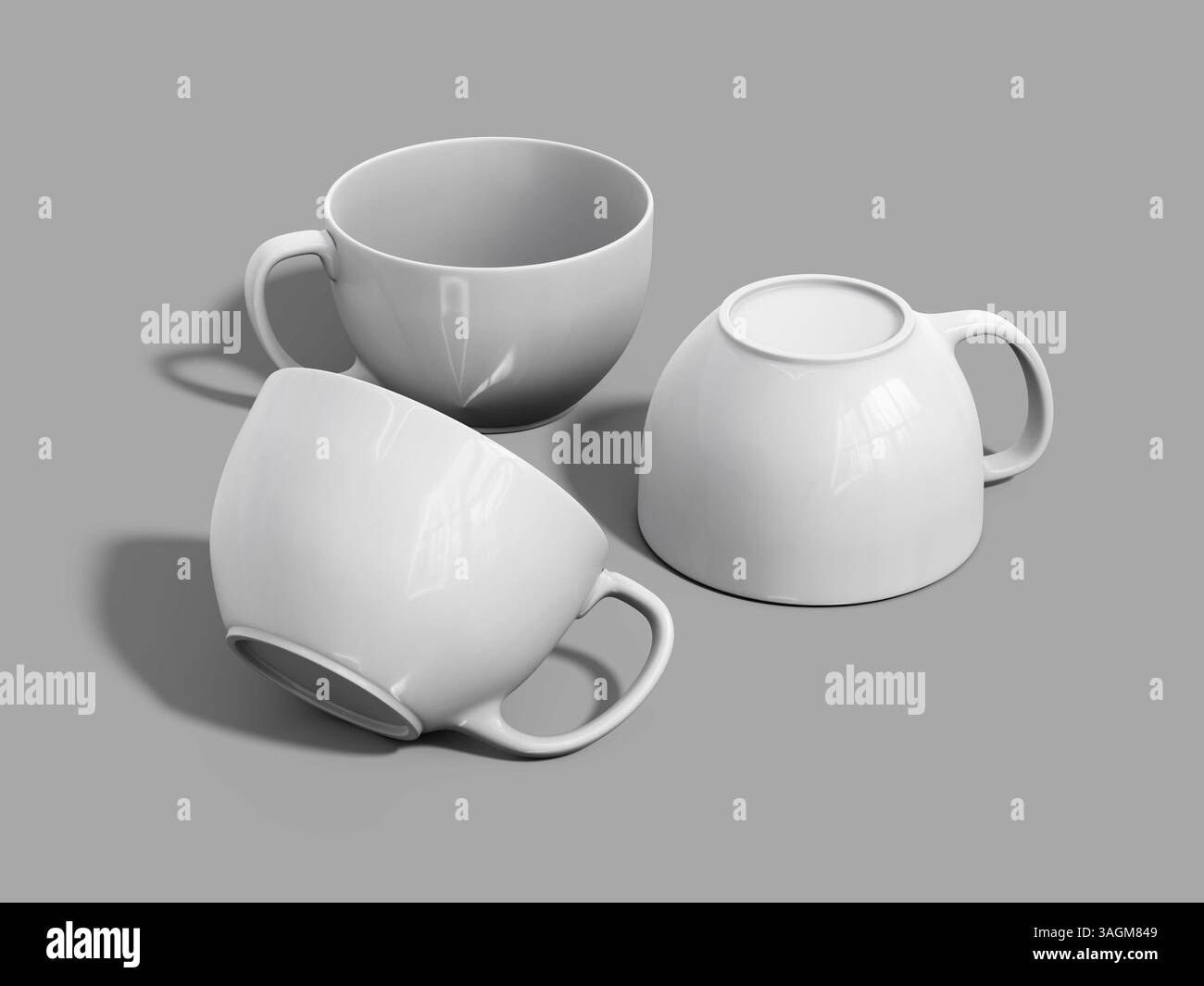 Three Coffee Mugs Mockup Stock Photo - Alamy