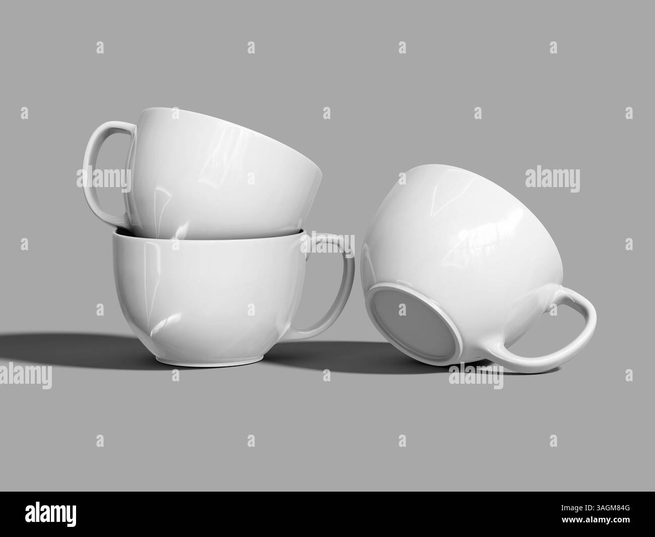 Three Glass Mug Mockup 3D Rendering Stock Photo - Alamy
