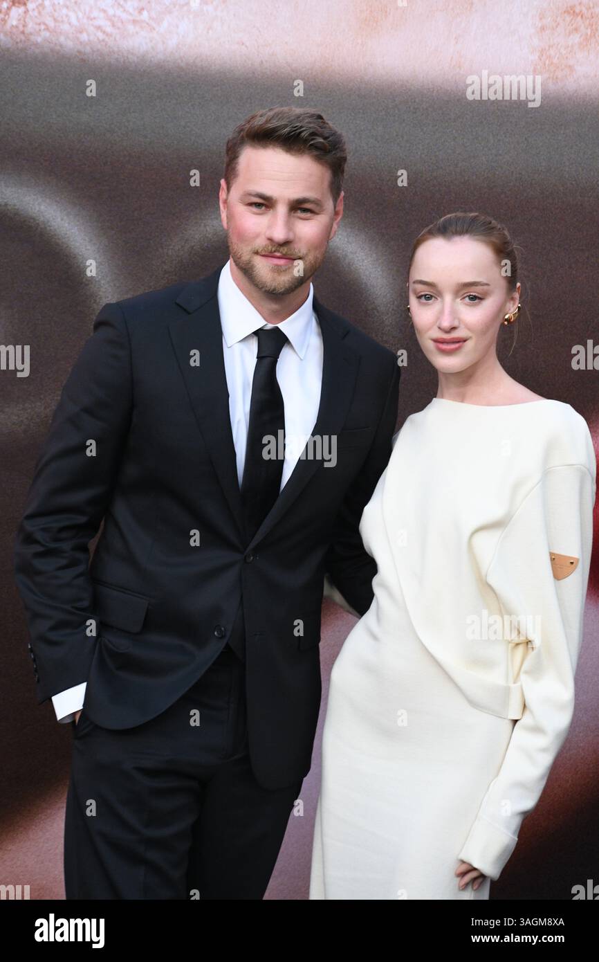Hollywood, California, USA 8th April 2025 Producer Cameron Fuller and Actress Phoebe Dynevor ...