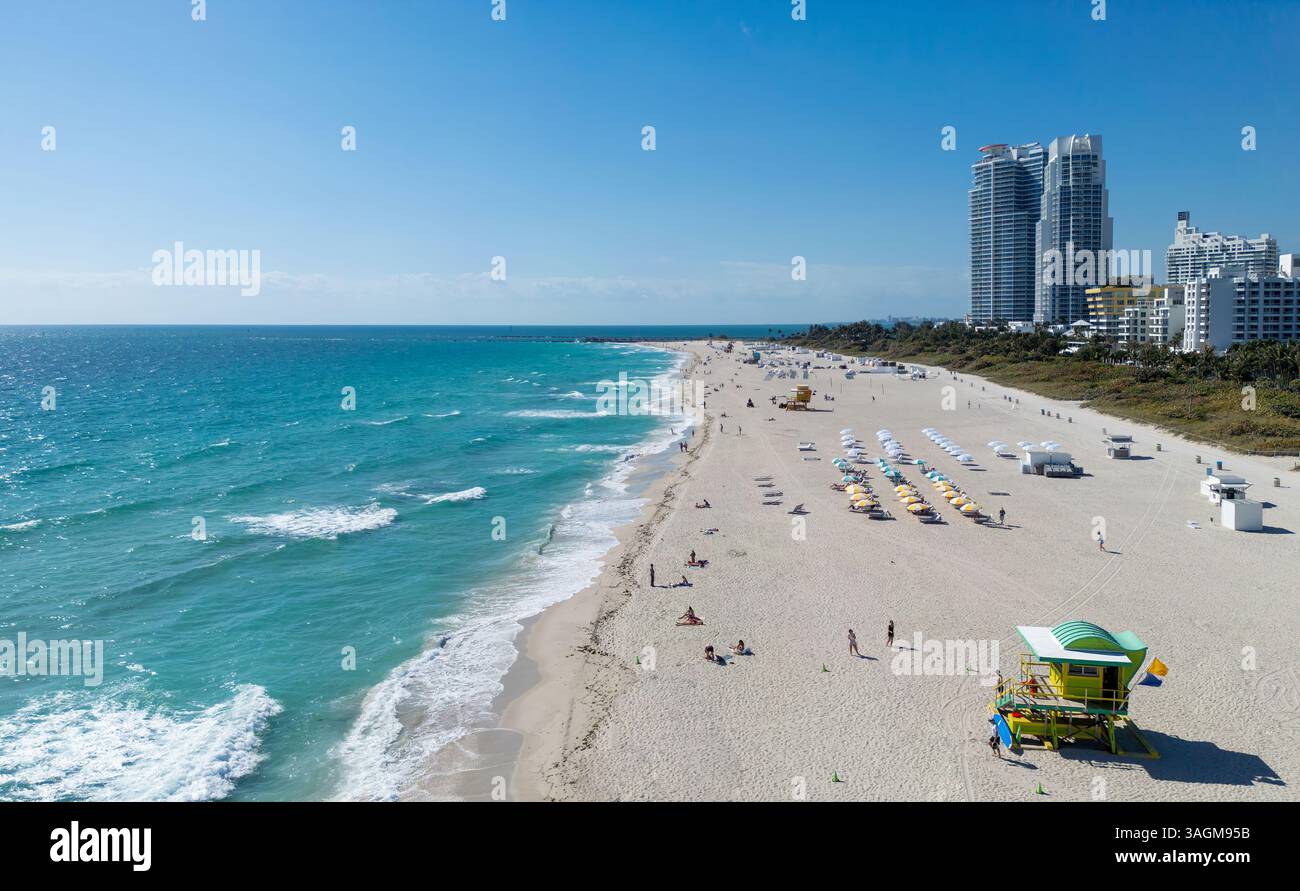 Miami beach cityscape. Miami summer aerial view. Miami Beach shoreline ...
