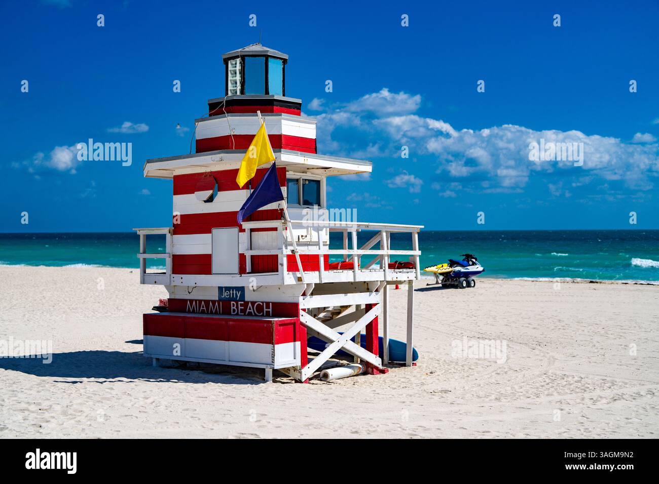 Beauty beach in Miami. Lifeguard tower on South Miami Beach. Miami ...