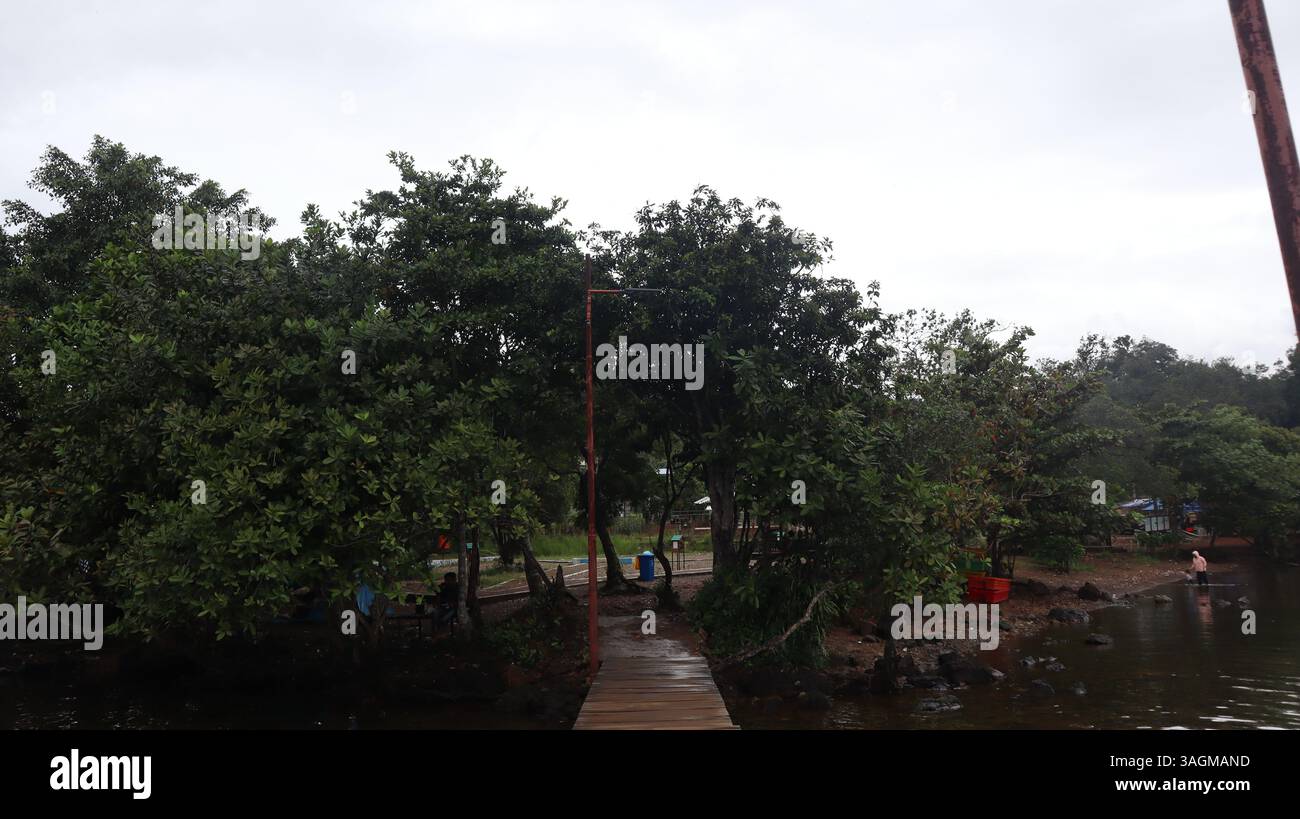 wooden pier on Lake Matano, Sorowako, South Sulawesi. Indonesia Stock ...