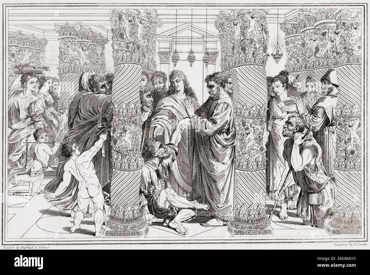 St. Peter and St. John healing the lame man at the beautiful gate of ...