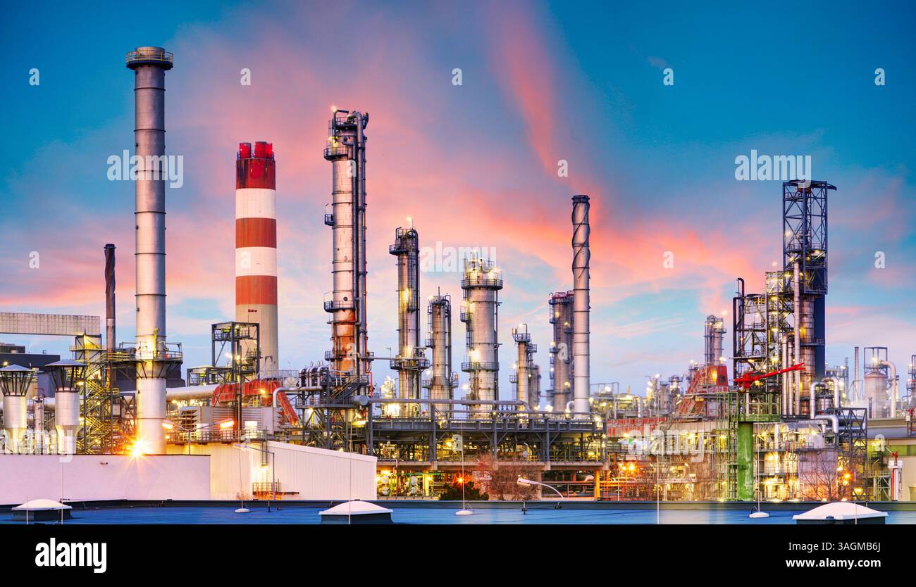 Oil refinery and plant and tower column of Petrochemistry industry in ...
