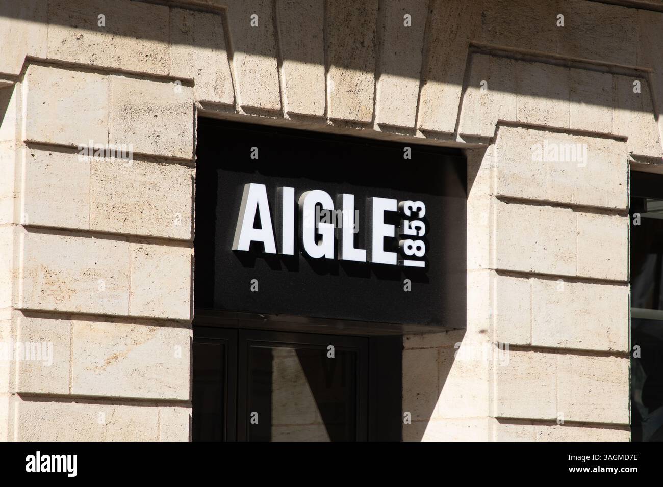 Bordeaux , France - 04 09 2025 : aigle 1853 storefront shop sign logo ...