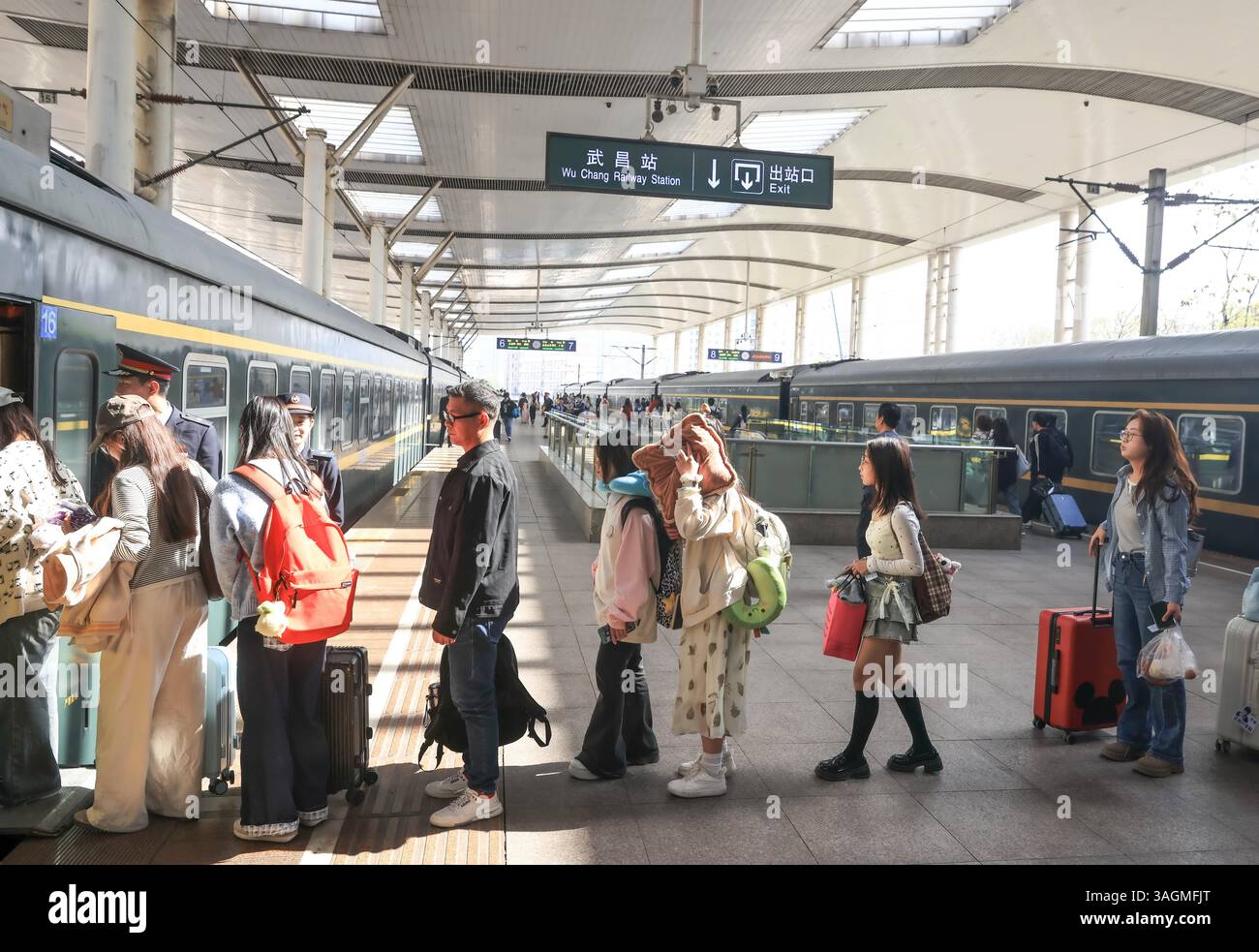 Passengers are seen at Wuchang railway station, Wuhan City, central ...