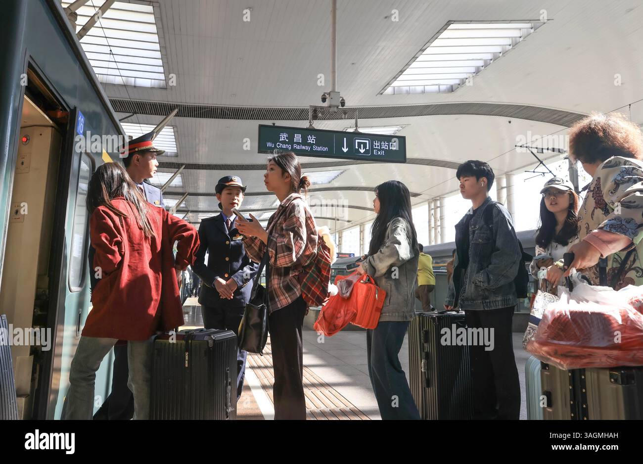 Passengers are seen at Wuchang railway station, Wuhan City, central ...
