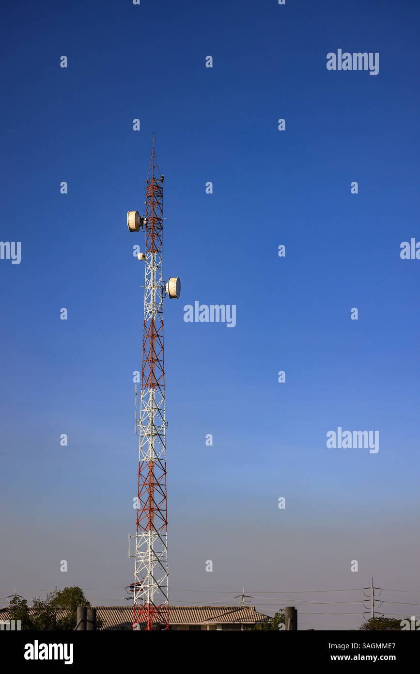 Detail of Transmitting and radio antenna Tower, steel Structure, frame for modern metal building ...