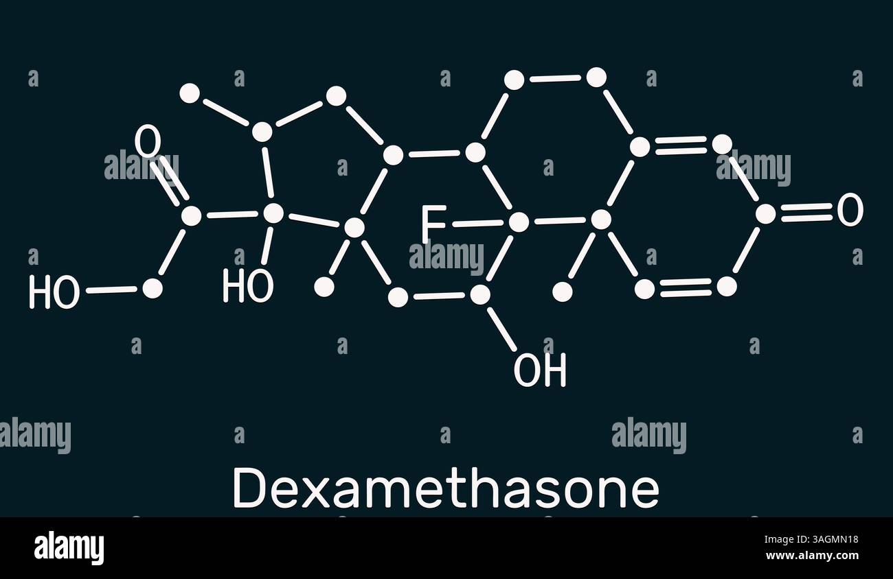 Dexamethasone molecule chemical structure. Corticosteroid medication ...