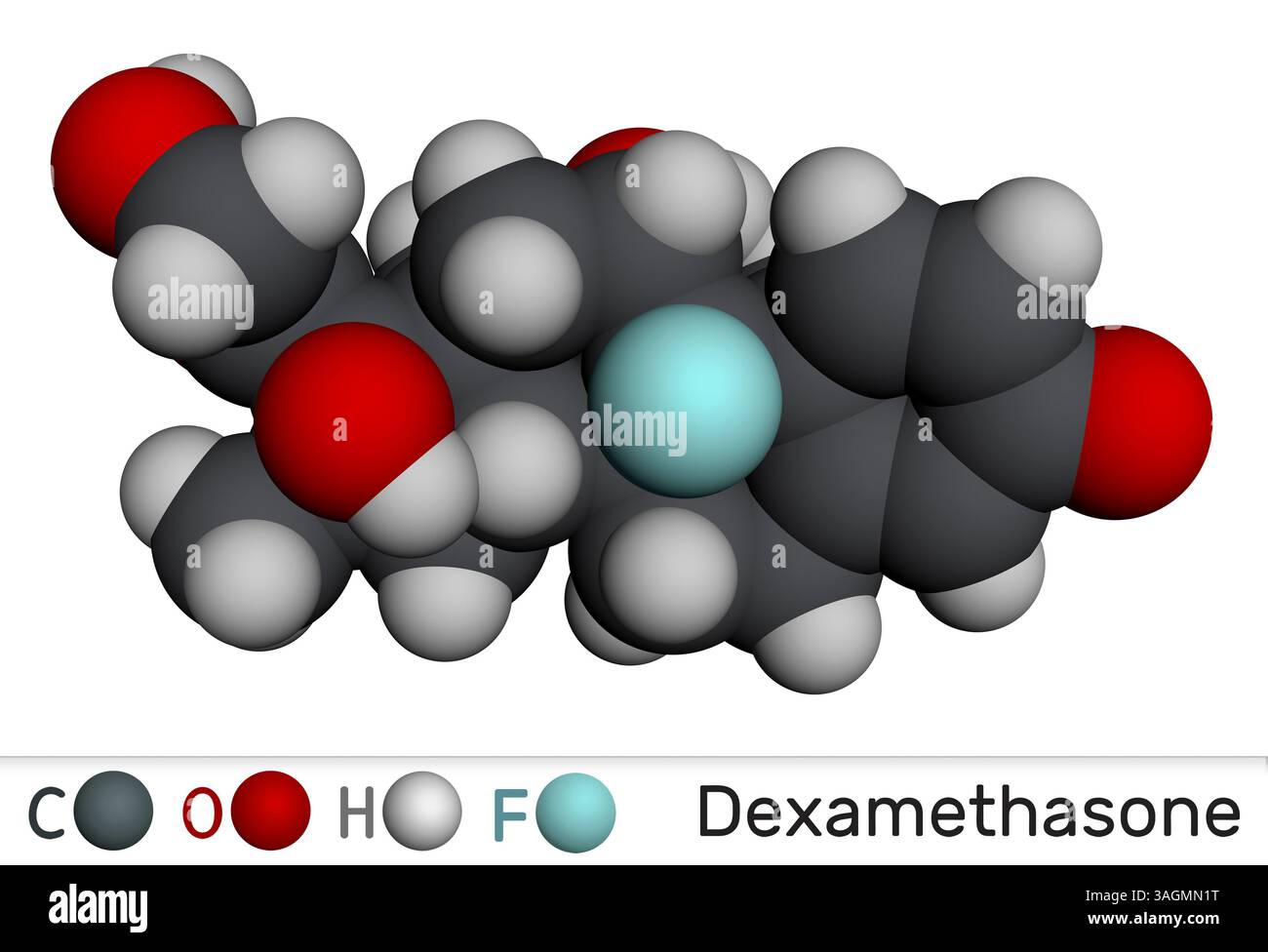 Dexamethasone molecule chemical structure. Corticosteroid medication ...