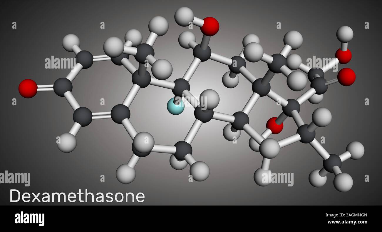 Dexamethasone molecule chemical structure. Corticosteroid medication ...