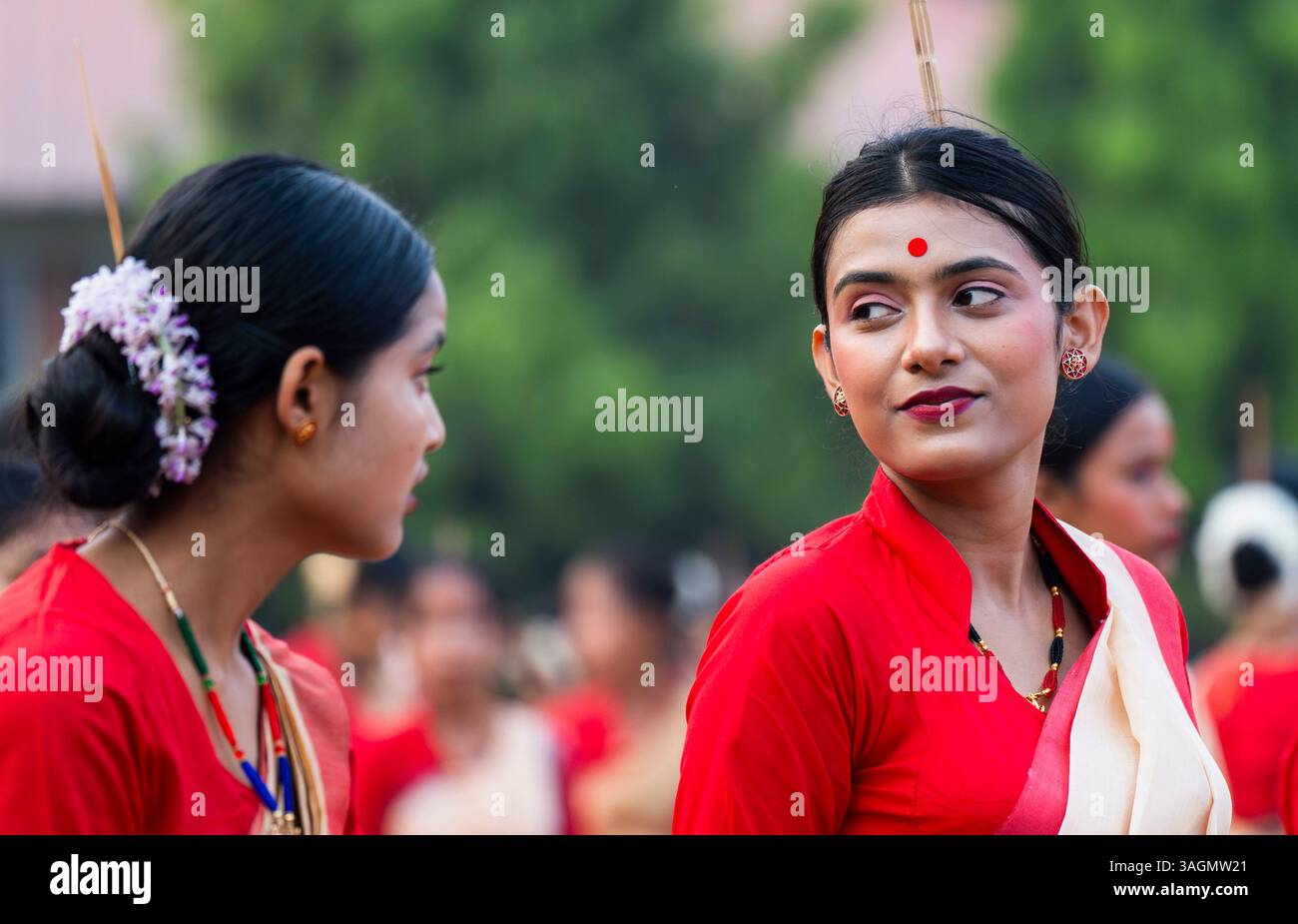 April 8, 2025: Paricipants during a Bihu dance workshop ahead of ...
