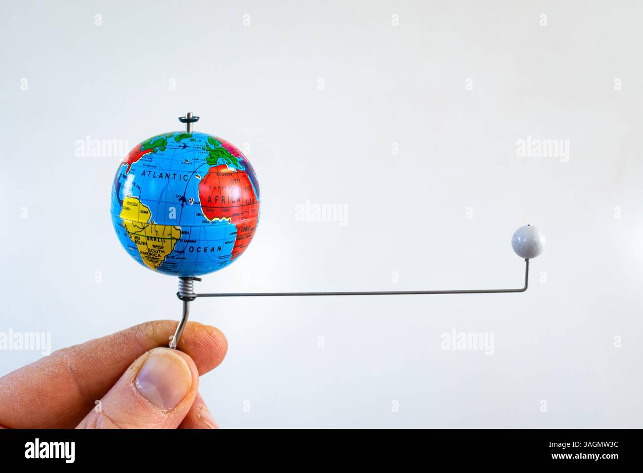 Person is holding a simple demonstration model to show the rotation of ...