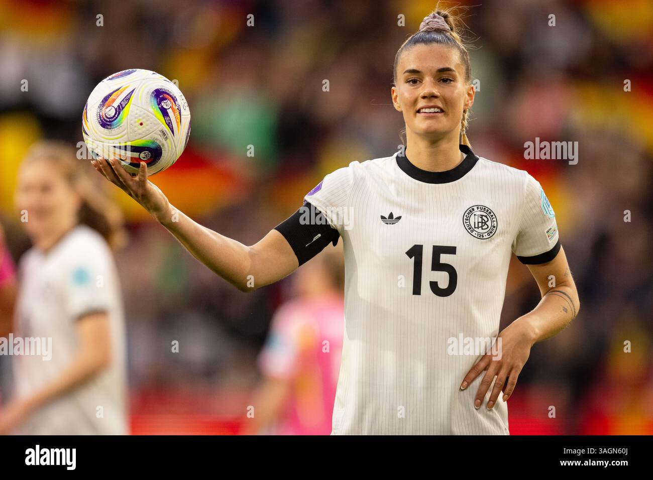 Wolfsburg, Germany. 08th, April 2025. Selina Cerci (15) of Germany seen during the UEFA Nations ...