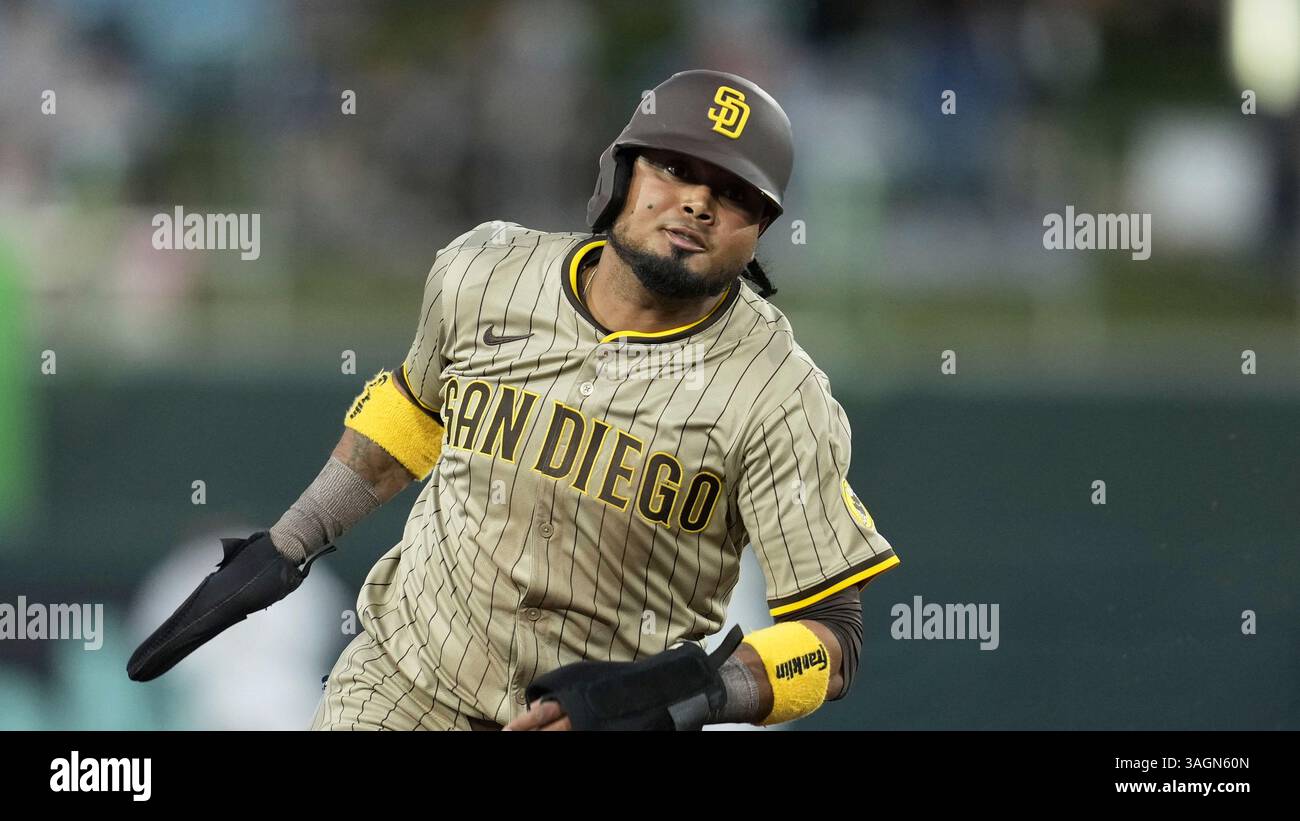 San Diego Padres' Luis Arraez against the Athletics during a baseball ...
