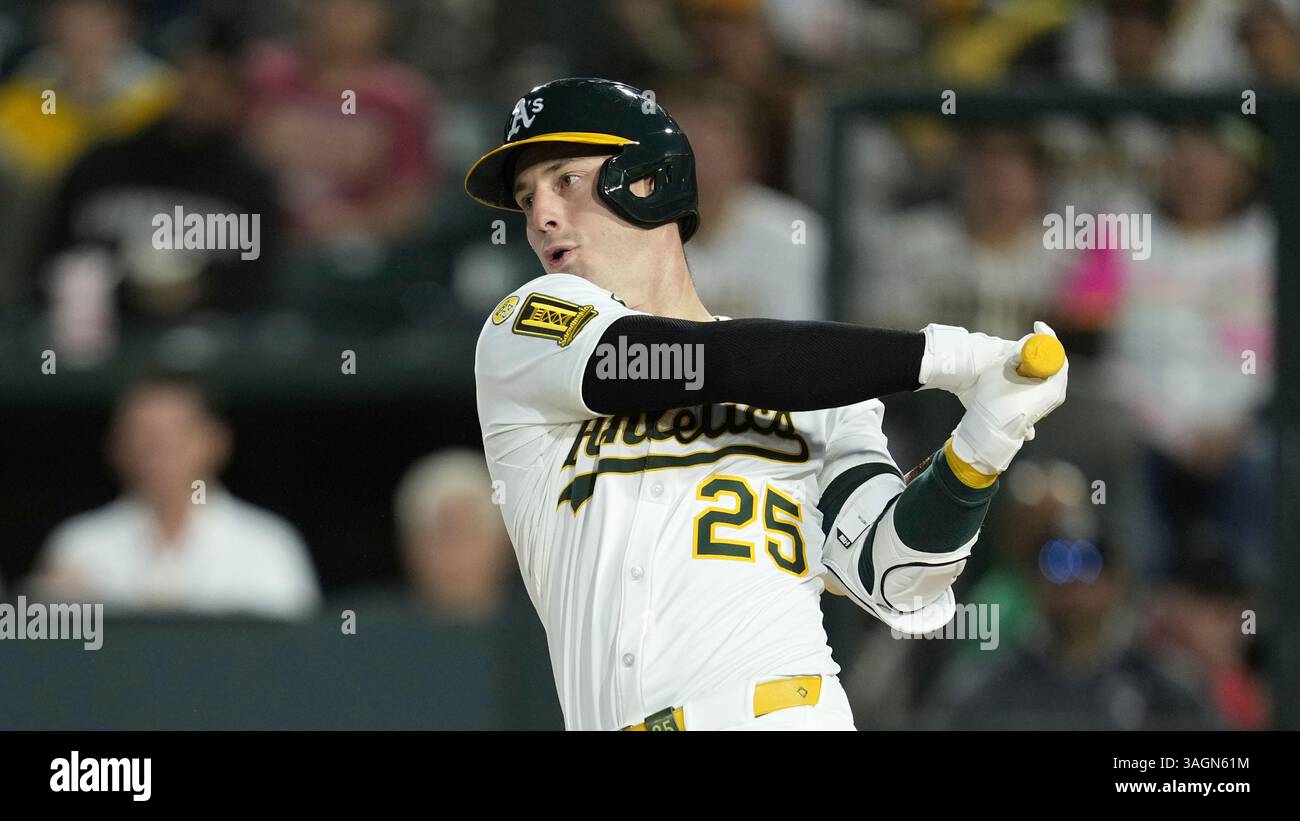 Athletics' Brent Rooker against the San Diego Padres during a baseball ...