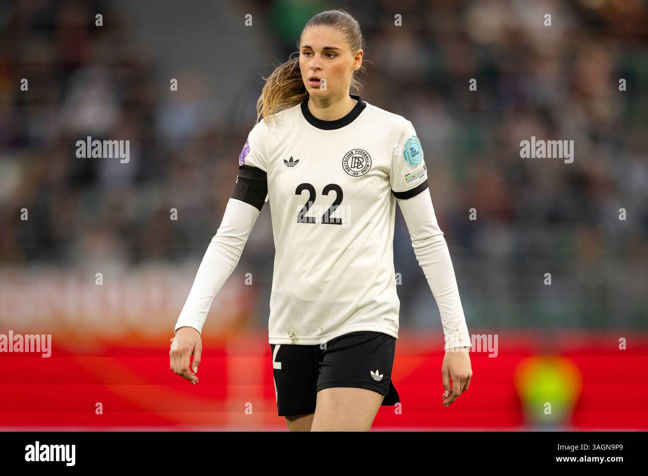 Wolfsburg, Germany. 08th, April 2025. Jule Brand (22) of Germany seen ...