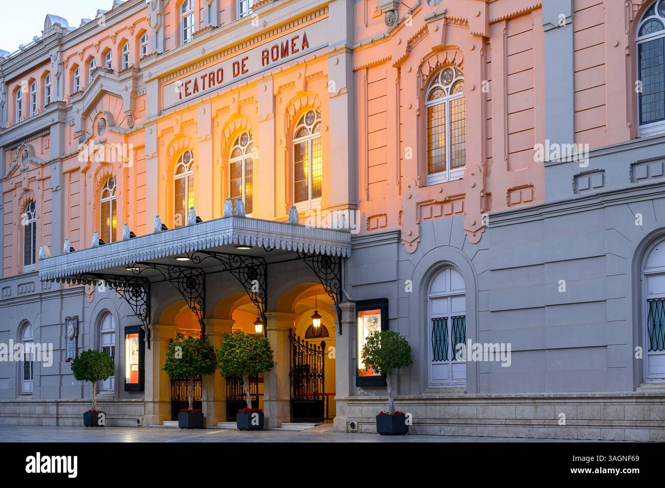 Entrance doors and part of the facade of the Teatro de Romea Stock ...