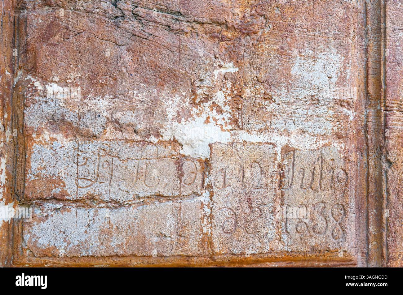 An engraved date on the ancient stone structure known as Leon del ...
