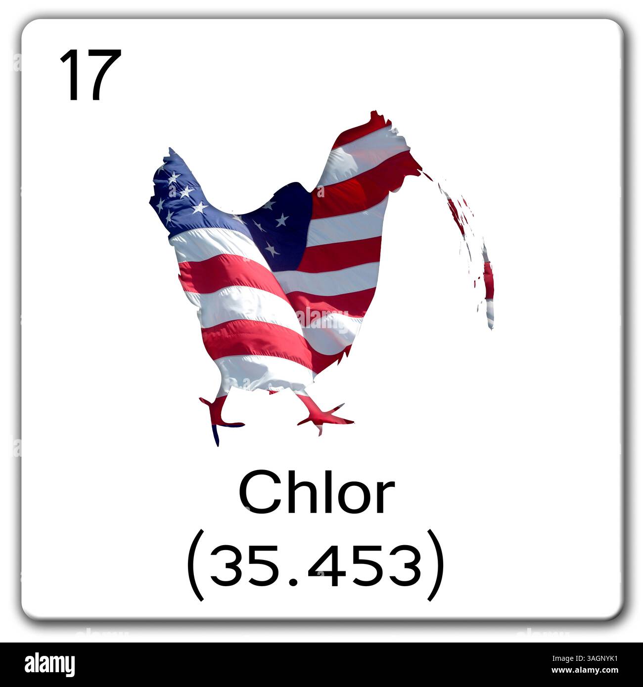 Digital Illustration - Chemical periodic table style tile Cl Chlor ...