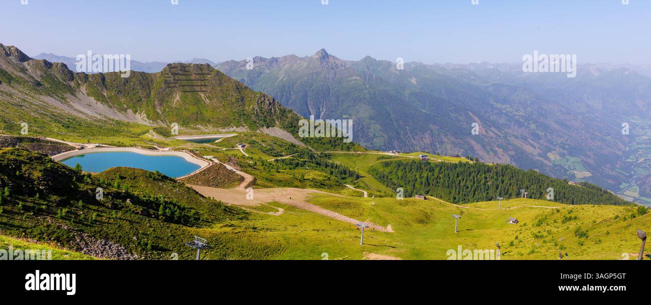 Scenic alpine landscape Kals Grossglockner valley with blue artificial ...