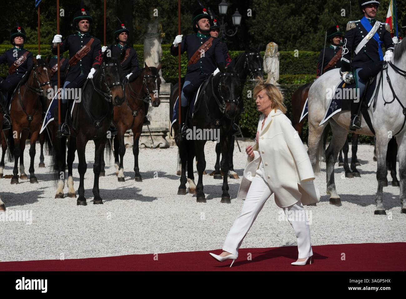 Italian Prime Minister Giorgia Meloni arrives to meet King Charles III ...