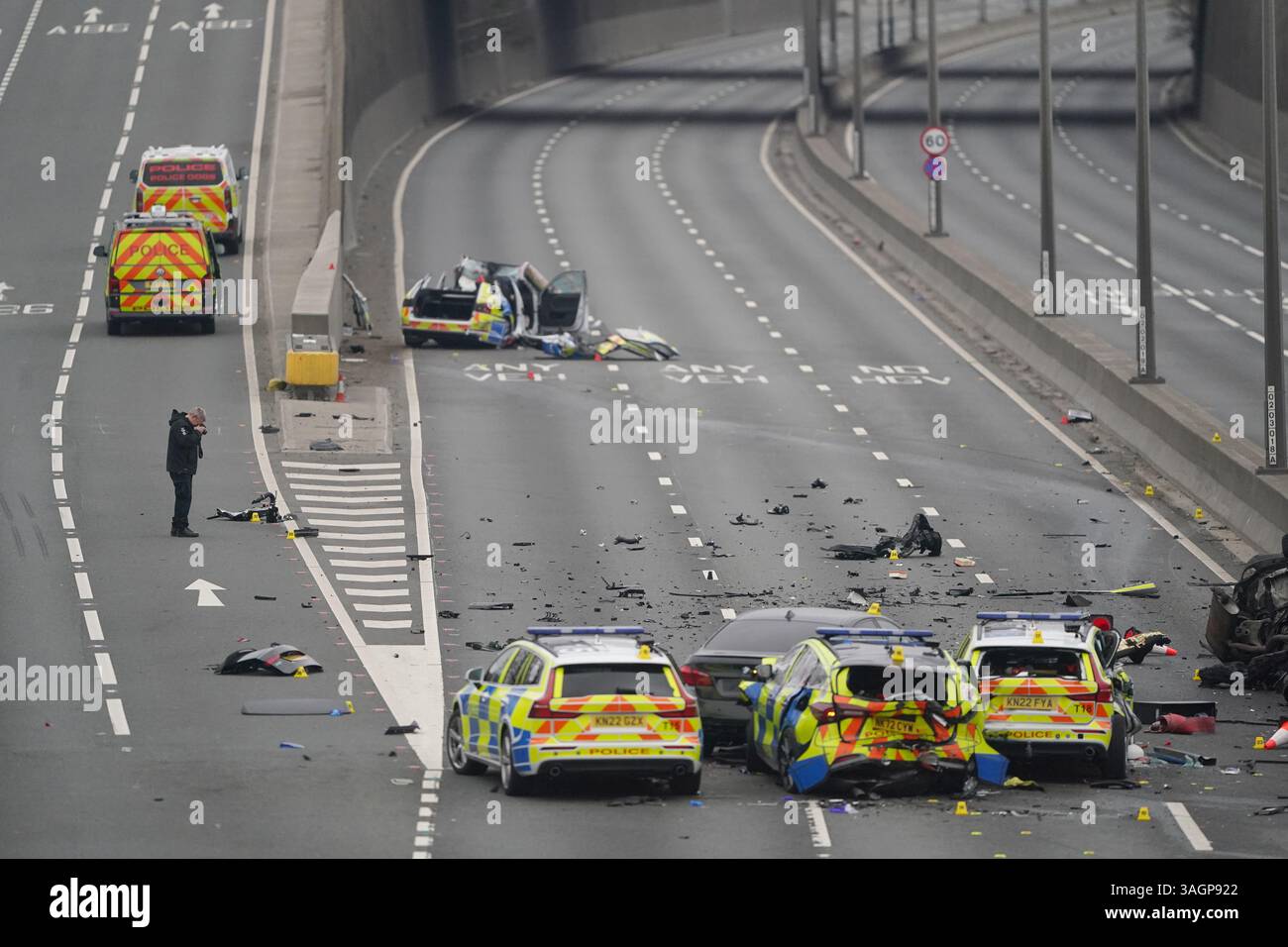 The scene on the A1, which has been shut in both directions on Tyneside ...
